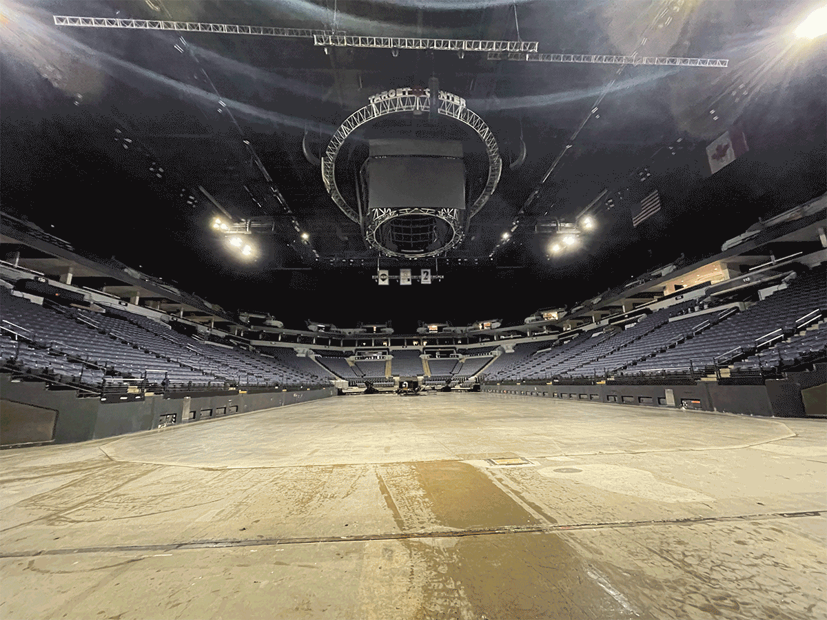 Transforming An Arena Into A Rooftop Basketball Court With Rental Backdrops